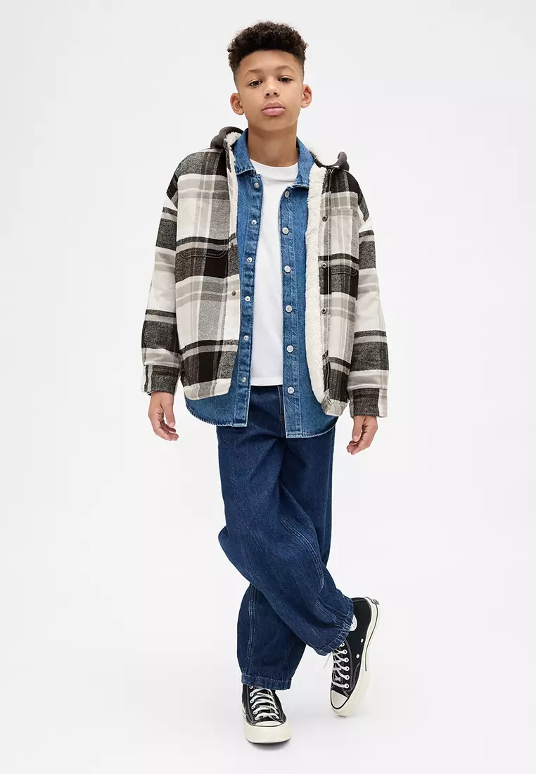 Buy GAP Sherpa Lined Flannel Shacket Online | ZALORA Malaysia