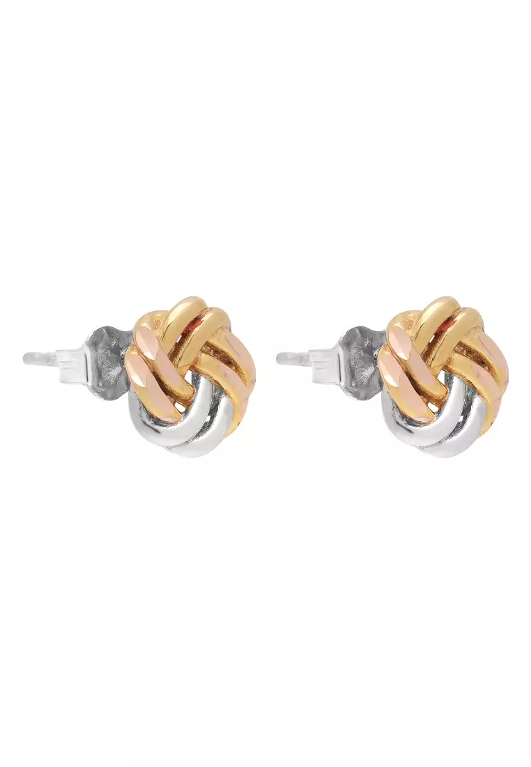 Buy TOMEI TOMEI Trio Tone Rounded Knot Earrings, Gold 585 Online ...