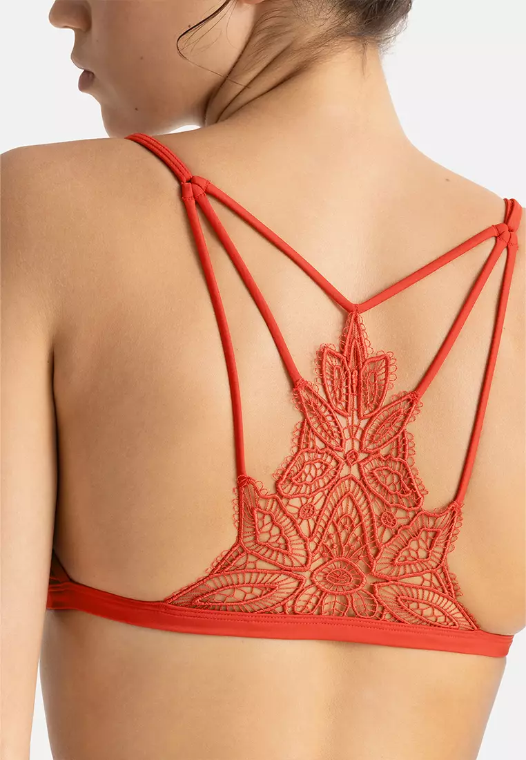 Buy DORINA VOLTA Lace Back Guipure Motif Triangle Bikini Suit Bra & Brazilian Panty Set Online ...