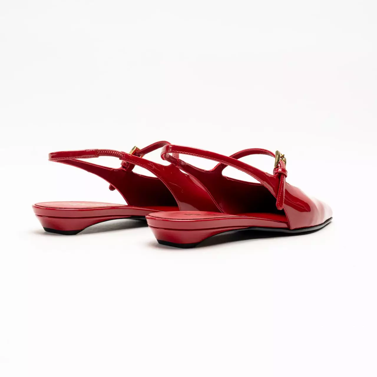 Jual Prada Printed Logo Patent Leather Slingbacks Ballerinas Cherry Red ...