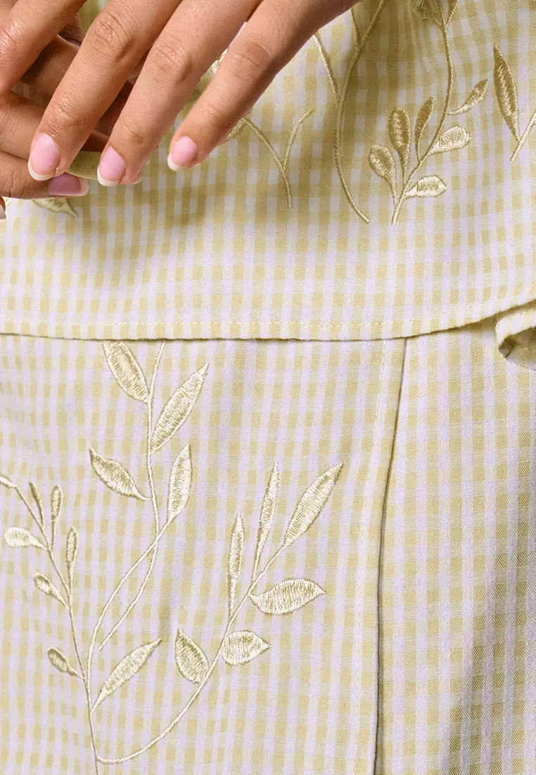 Buy POPLOOK PREMIUM Maizun Blouse & Skirt - Beige Check Online | ZALORA ...