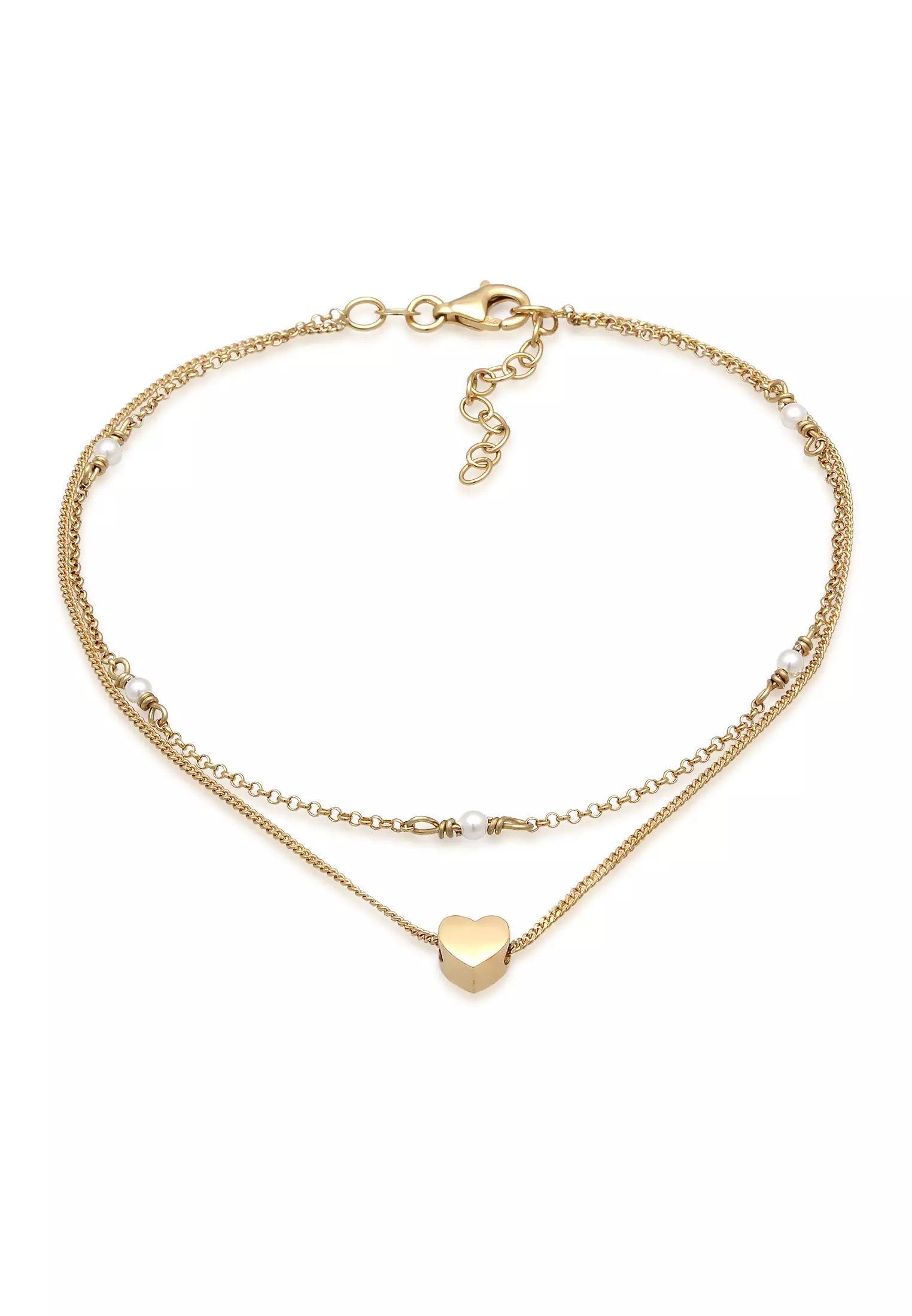Buy ELLI GERMANY Heart Pearl Layered Anklet – Gold-Plated Silver 2026 ...
