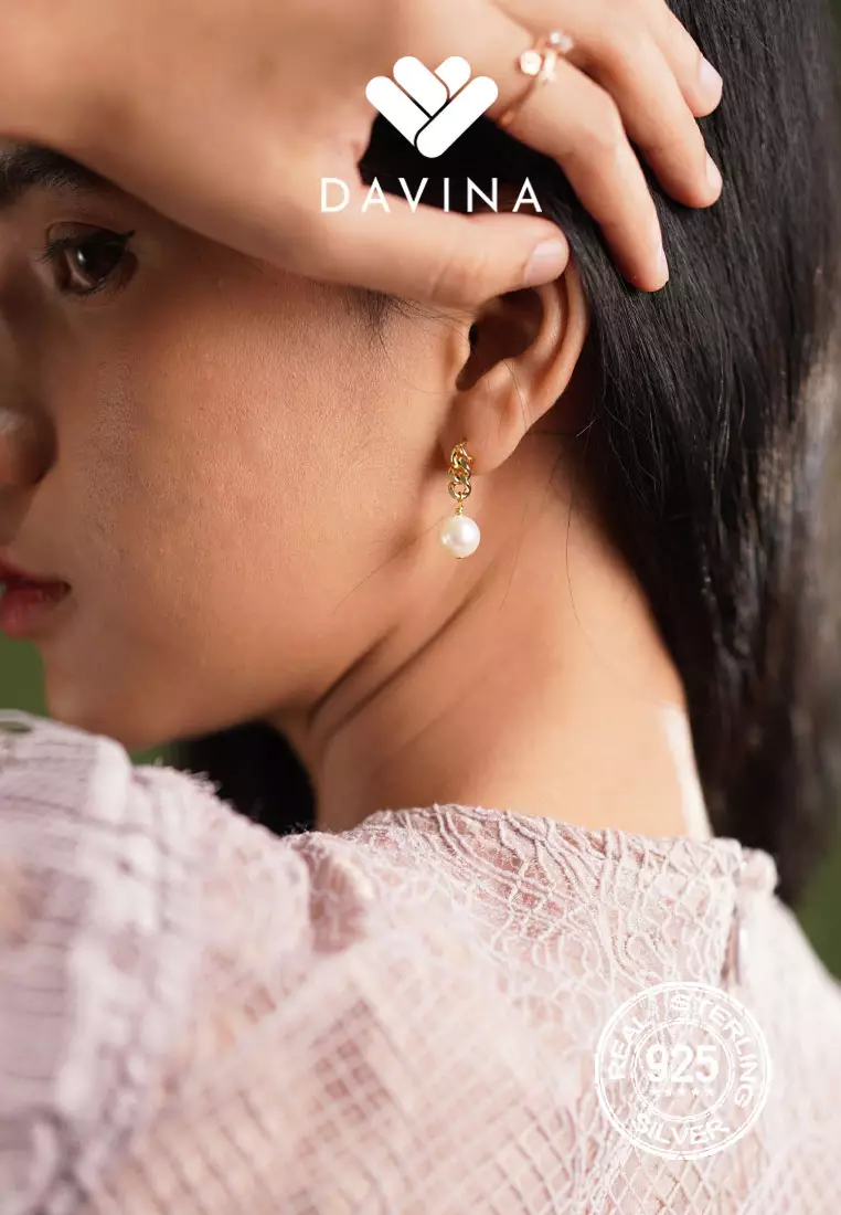 Jual DAVINA Jewelry DAVINA Ladies Meg Earrings Gold Color Sterling Silver 925 Original 2024 ...