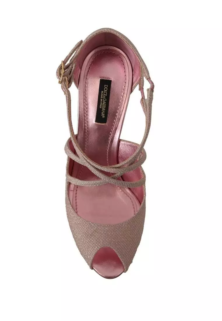 Buy Dolce And Gabbana Dolce And Gabbana Pink Glittered Strappy Heels