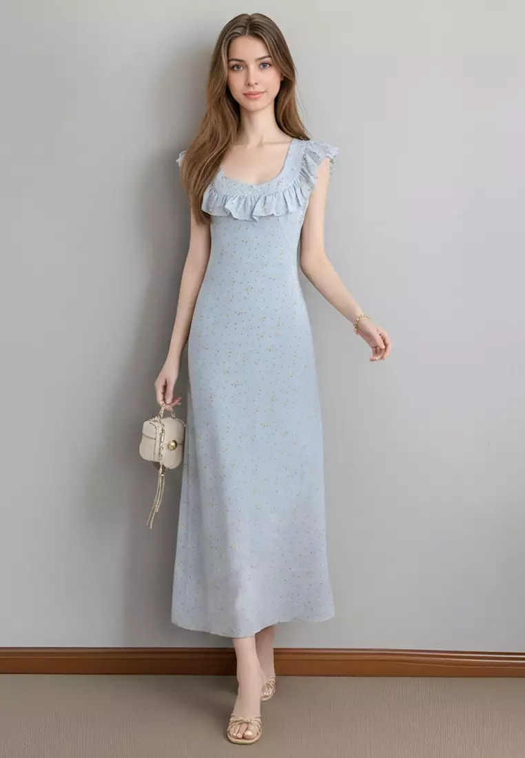 Buy Solace Printed Ruffle Sleeveless Dress 2026 Online | ZALORA