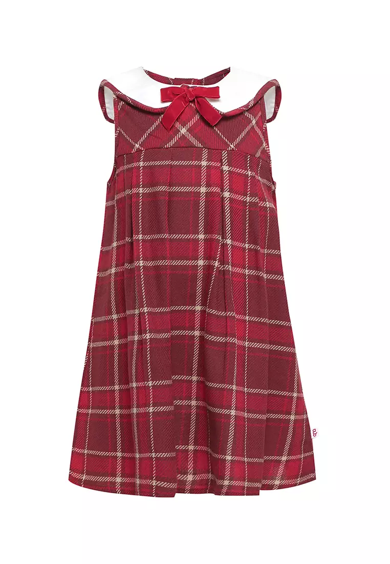 Jual qna Qna Girl Calixta Dress Midi Anak Merah Motif Kotak Original ...