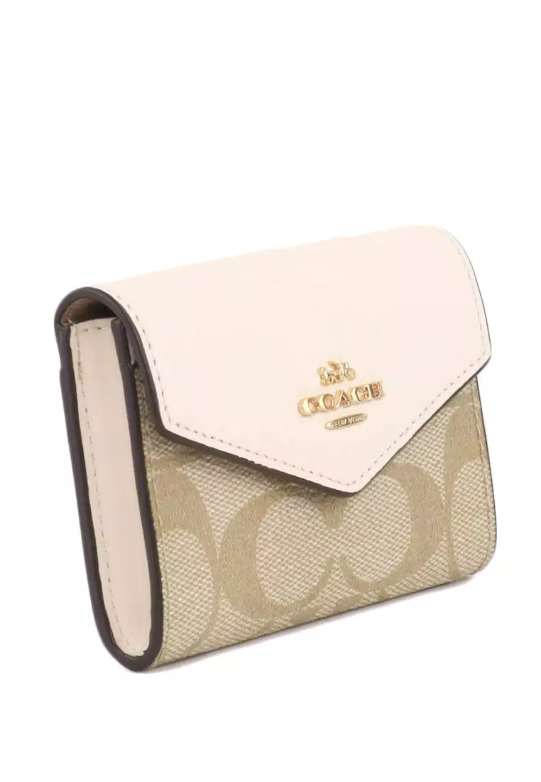 Coach Flap Card Case In Signature Canvas - Sand White 2025 | Buy Coach ...