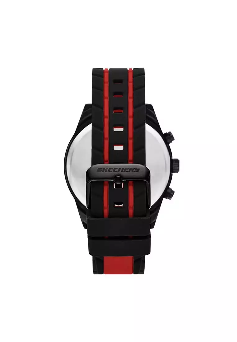 Buy Skechers Skechers Kornblum Black and Red Silicone Strap Analog ...