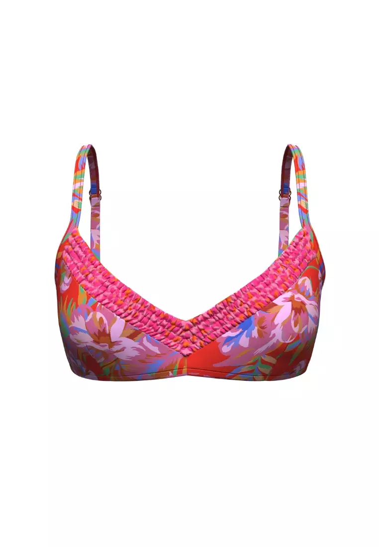 Buy Sunseeker Joyful Florals Red Smocking Bikini Top 2025 Online | ZALORA
