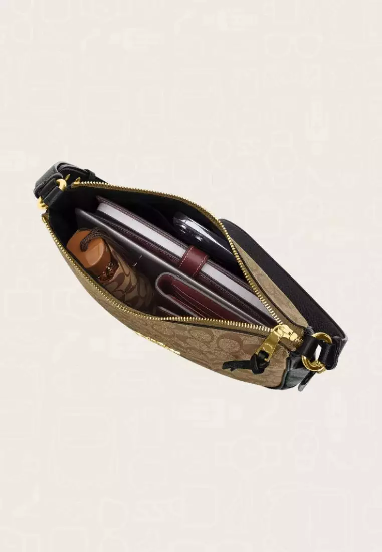 Jual Coach Coach Ellie File Bag In Signature Canvas Khaki Black ...