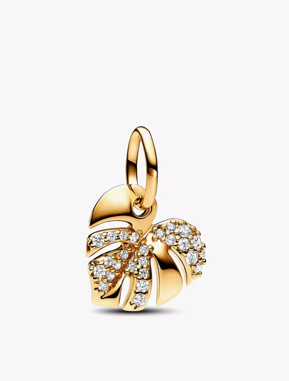 Jual PANDORA Monstera 14k gold-plated dangle with clear cubic zirconia ...