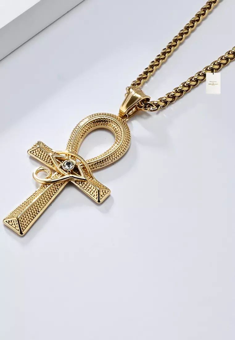 HAPPY FRIDAYS Titanium Steel Eye of Horus Ankh Pendant Necklace JW QF ...