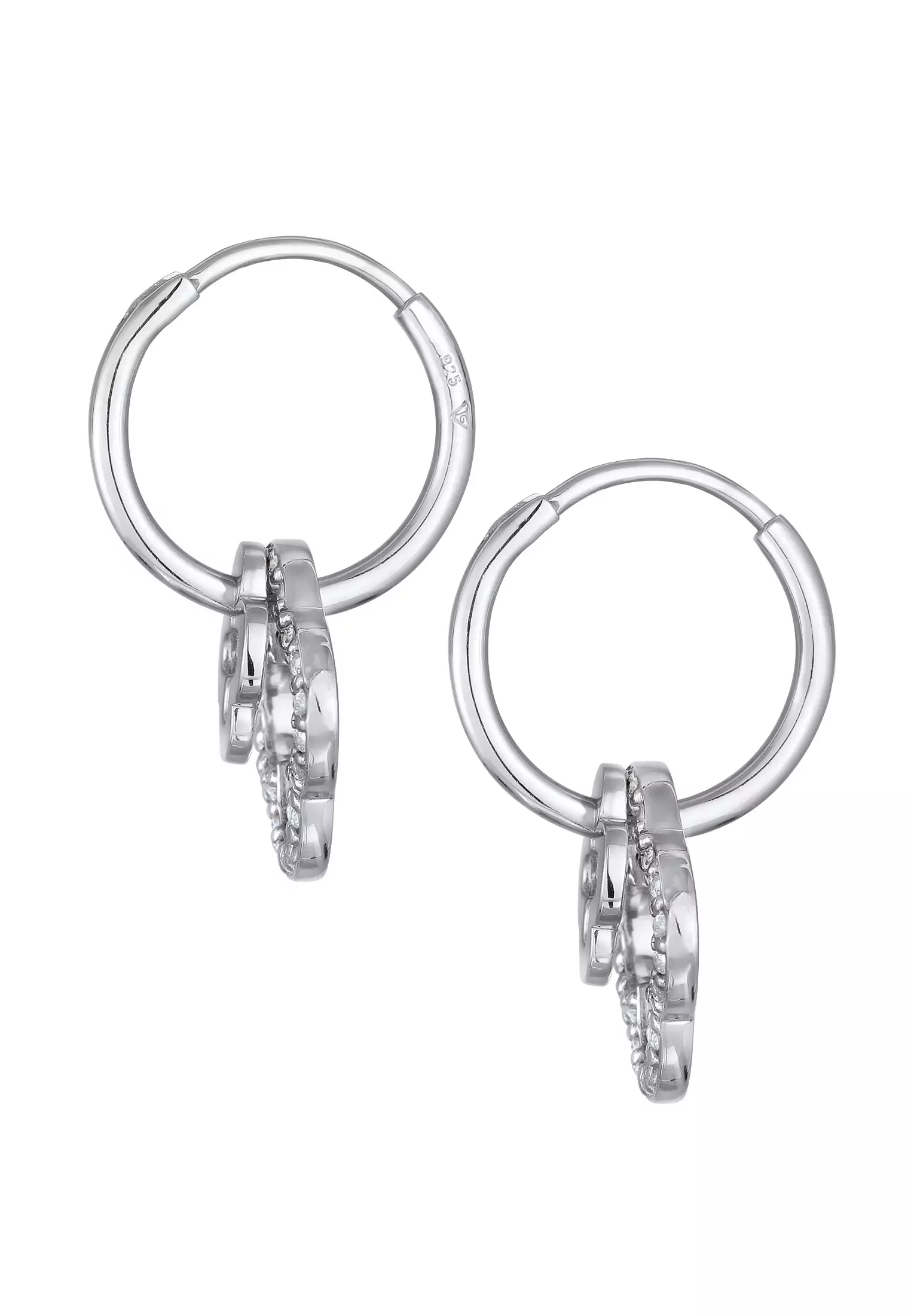 Buy ELLI GERMANY Crystal Clover Charm Hoop Earrings – 925 Silver 2026 ...