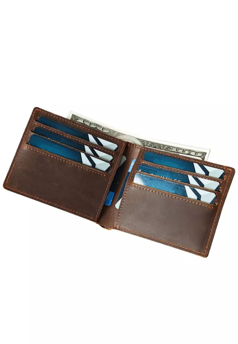 Buy Lara Crazy Horse Leather Two-Fold Wallet, First-Layer Cowhide ...