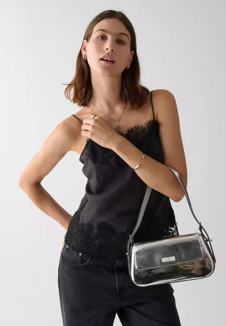 Jual Kate Spade Bridget Mirror Metallic Small Flap Shoulder Silver ...