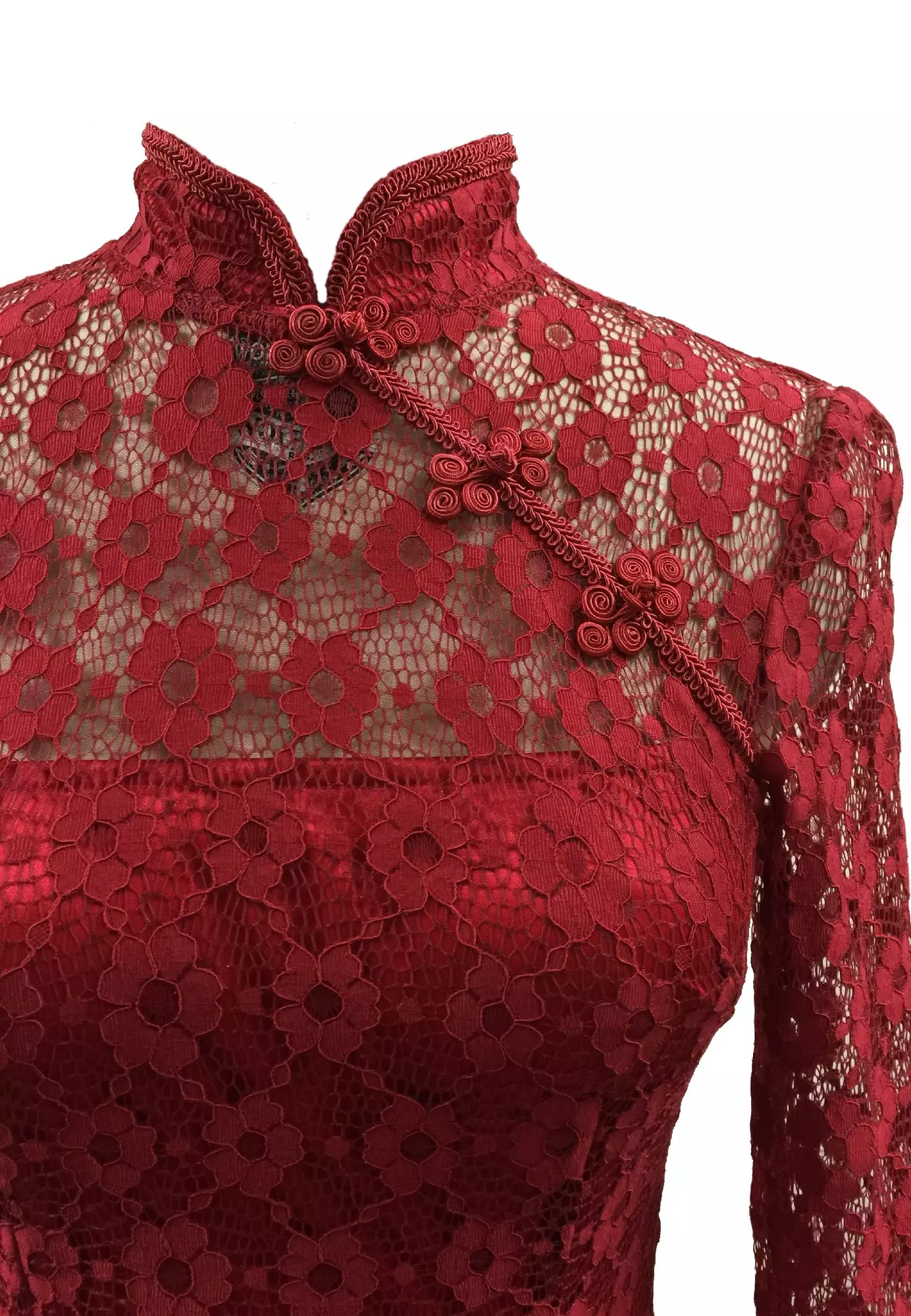 ANNE F CNY Collection - Adorable Floral Lace Chinese Neckline Mermaid ...