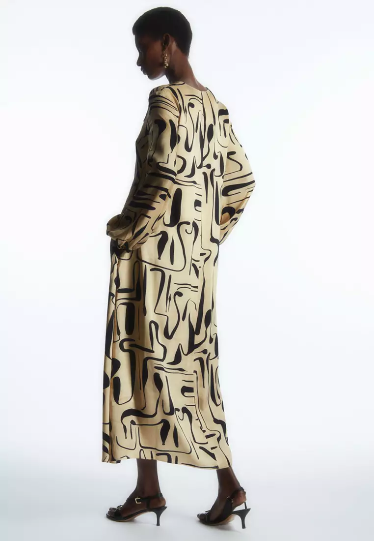 Buy COS Swirl-Print Satin Midi Dress 2025 Online | ZALORA