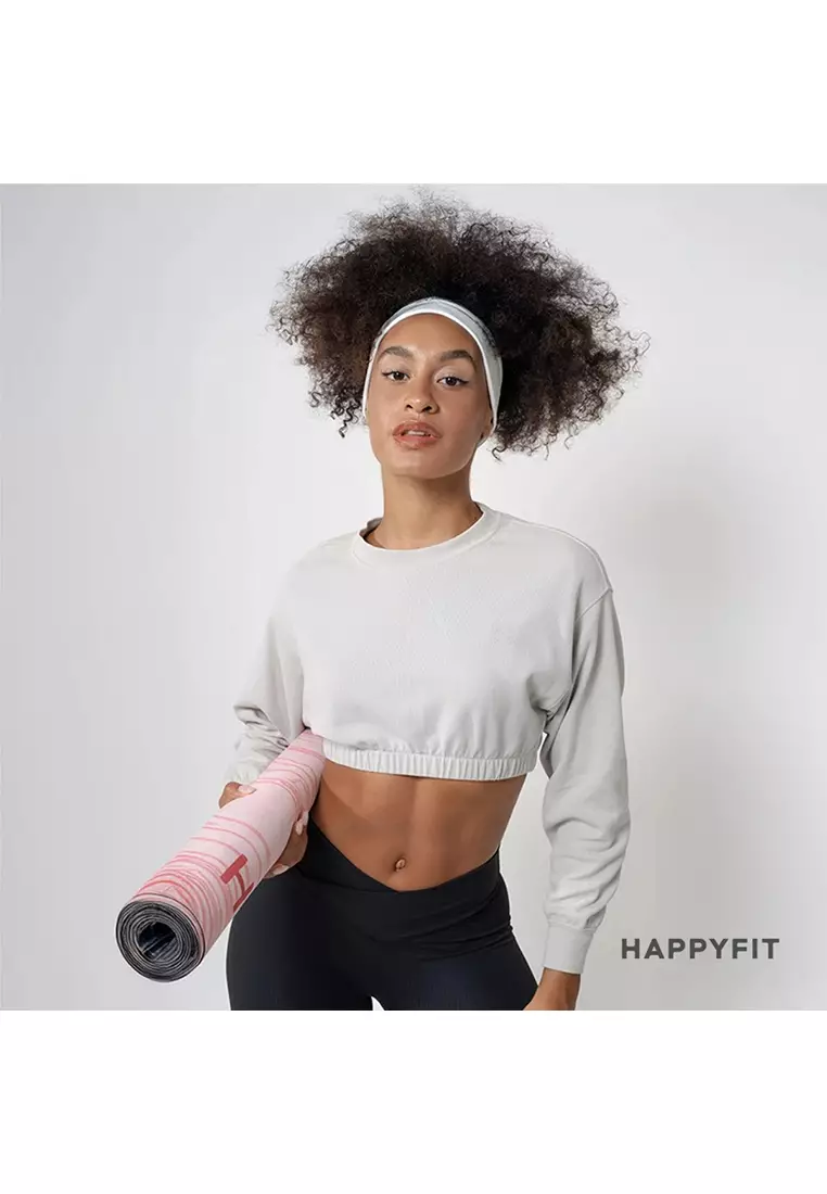 Jual Happyfit HAPPYFIT Drop Shoulder Comfit Crop Sweatshirt - Silver ...