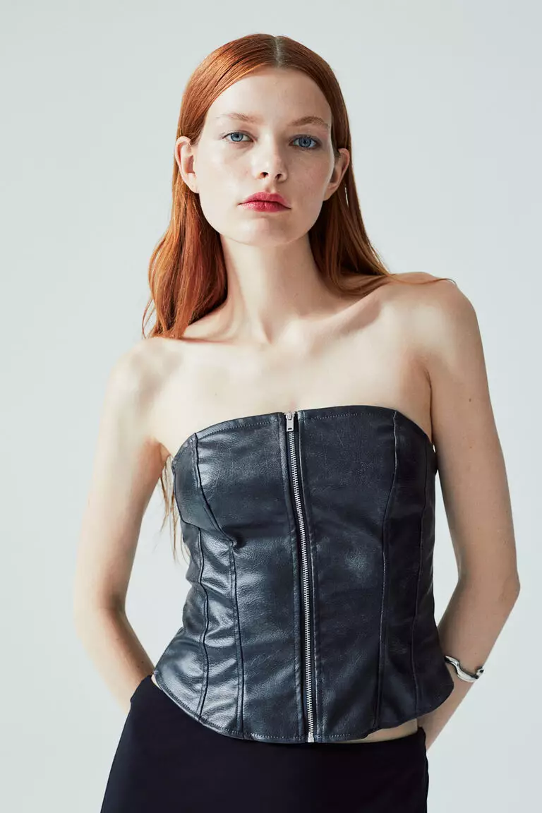 Jual H&M Coated corset top Original 2024 | ZALORA Indonesia