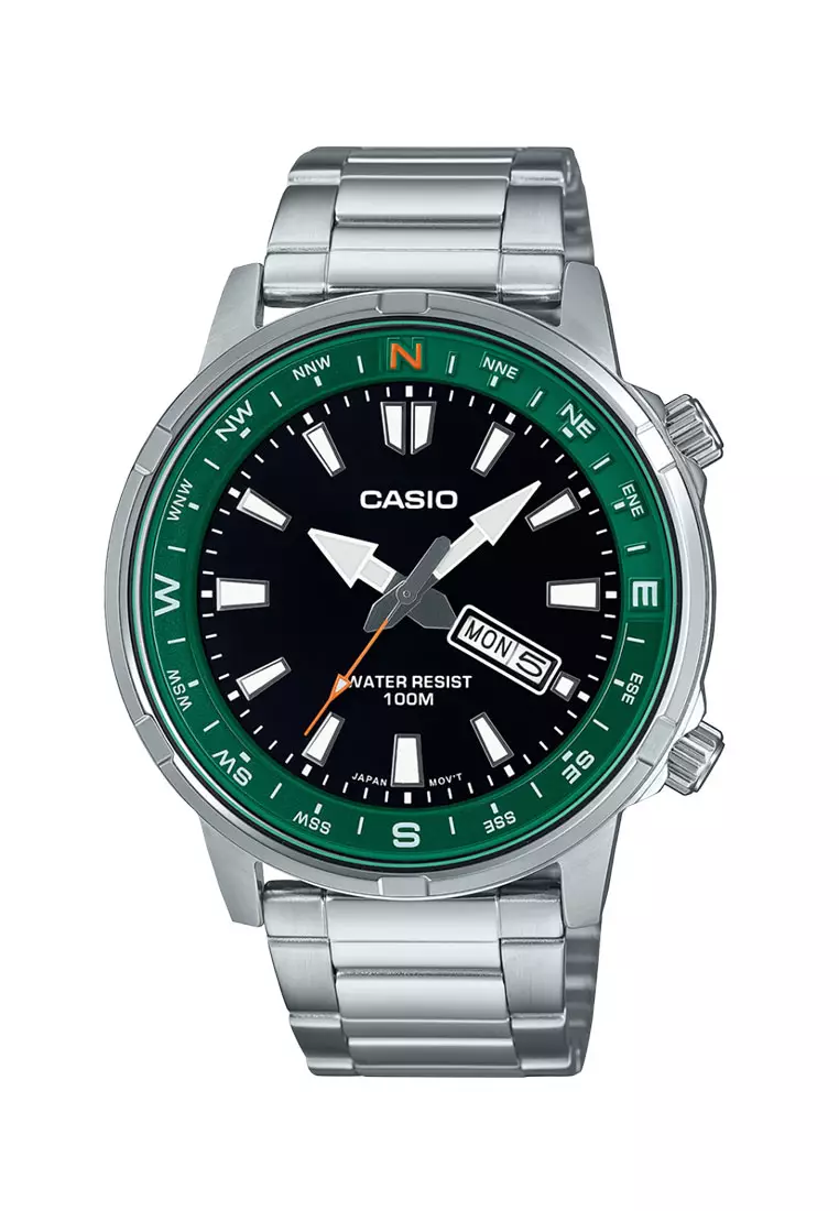 Jual Casio Casio Jam Tangan Pria - Silver Green Black - Stainless Steel ...