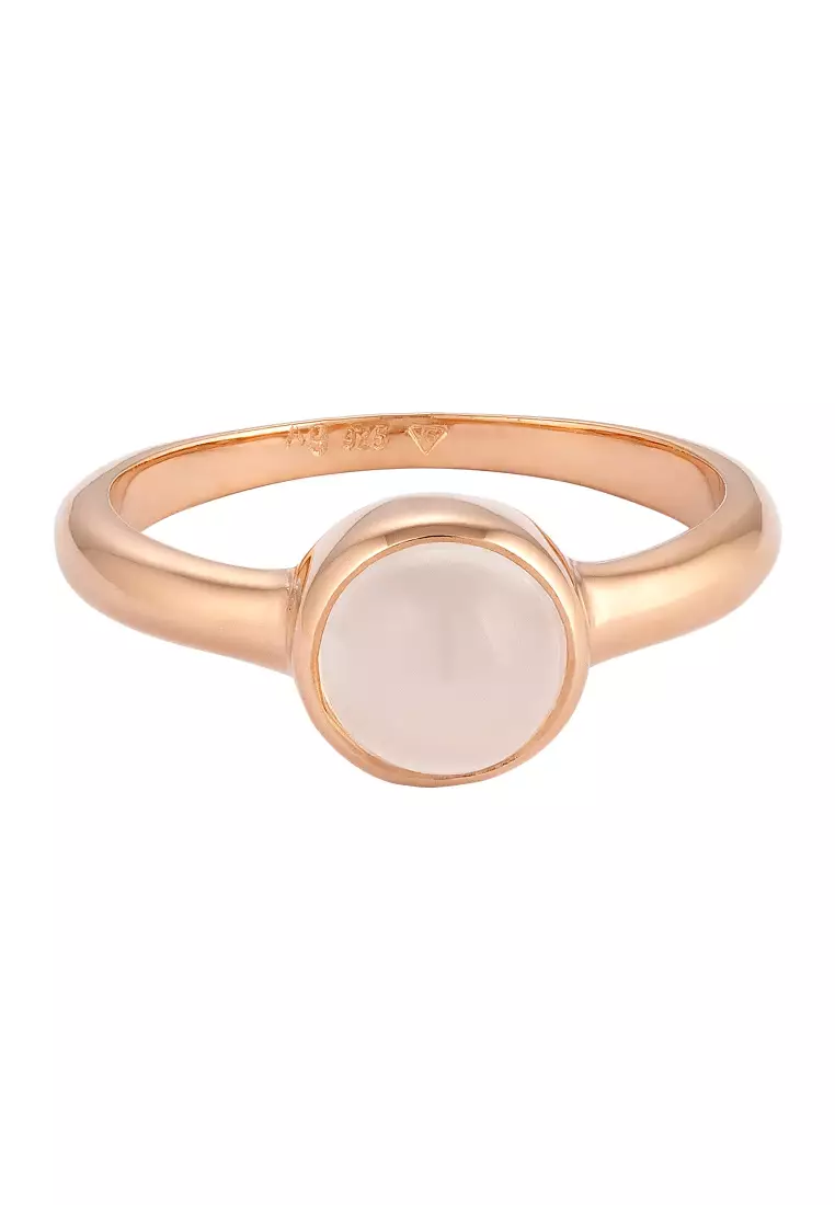 Buy ELLI GERMANY Moonstone Circle Solitaire Ring – Rose Gold-Plated ...