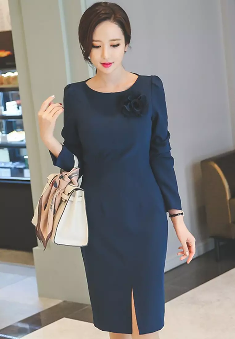 Buy A-IN GIRLS Korean Dignified And Elegant Front Split Dress 2025 ...
