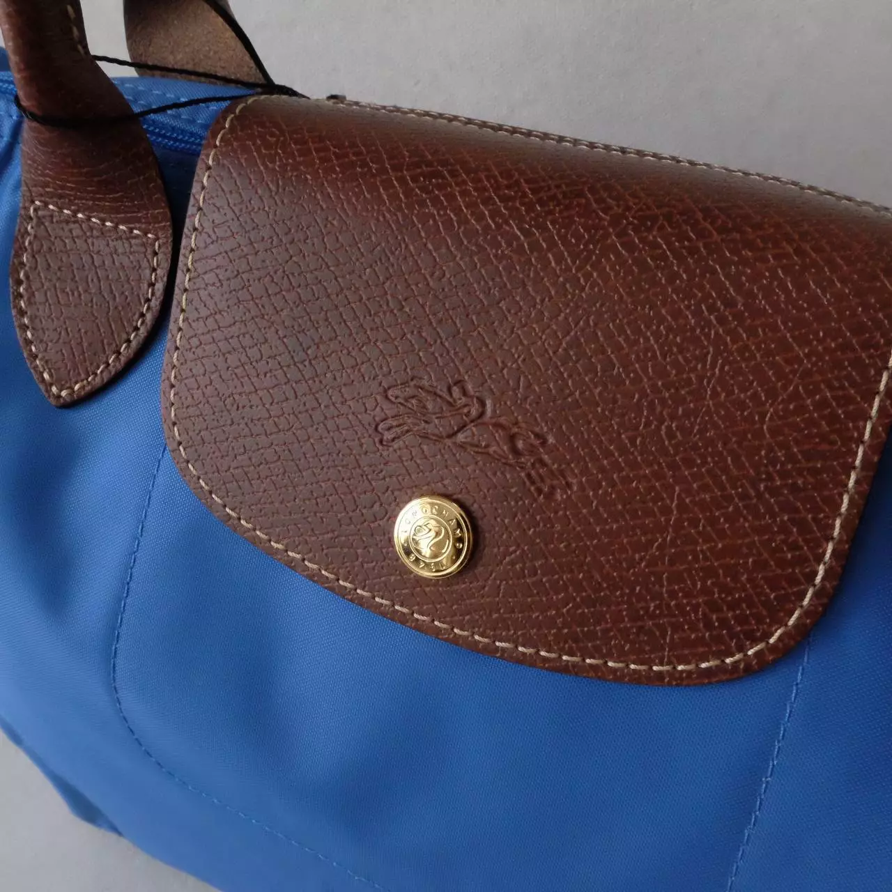 Jual LONGCHAMP Le Pliage Original Small Long Handle Blue Marine ...