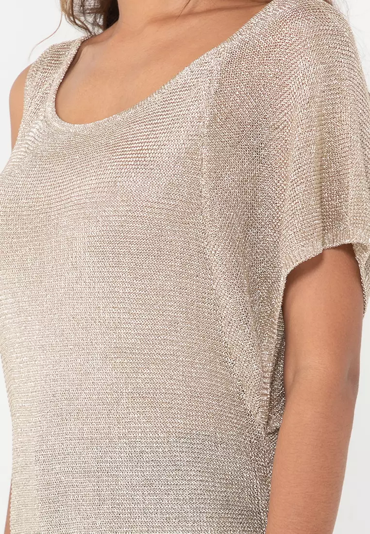 ZARA Asymmetric Knit Metallic Thread Top 2024 | Buy ZARA Online ...