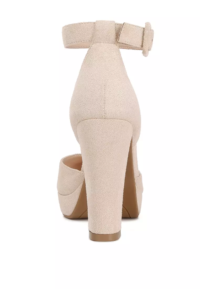 Buy London Rag Beige Ankle Strap Platform Heel Sandals Online | ZALORA ...