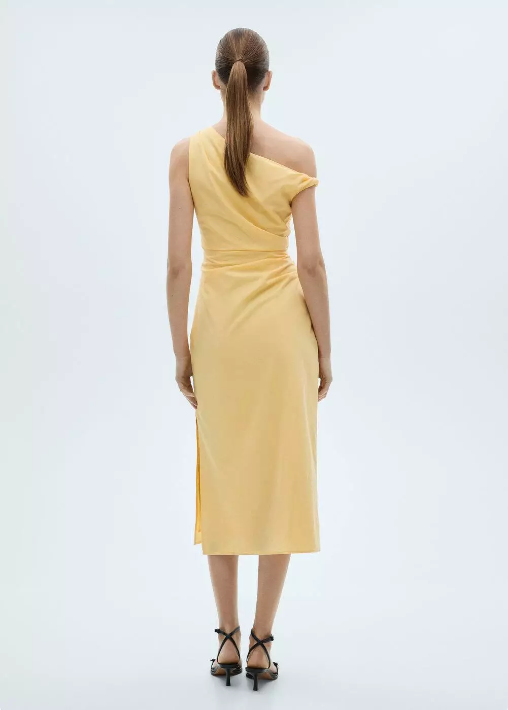 Jual Mango Gaun midi asimetris drape Original 2025 | ZALORA Indonesia