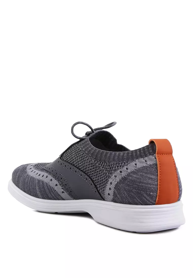 Jual London Rag Sepatu kets brogue rajut pria warna abu-abu Original ...