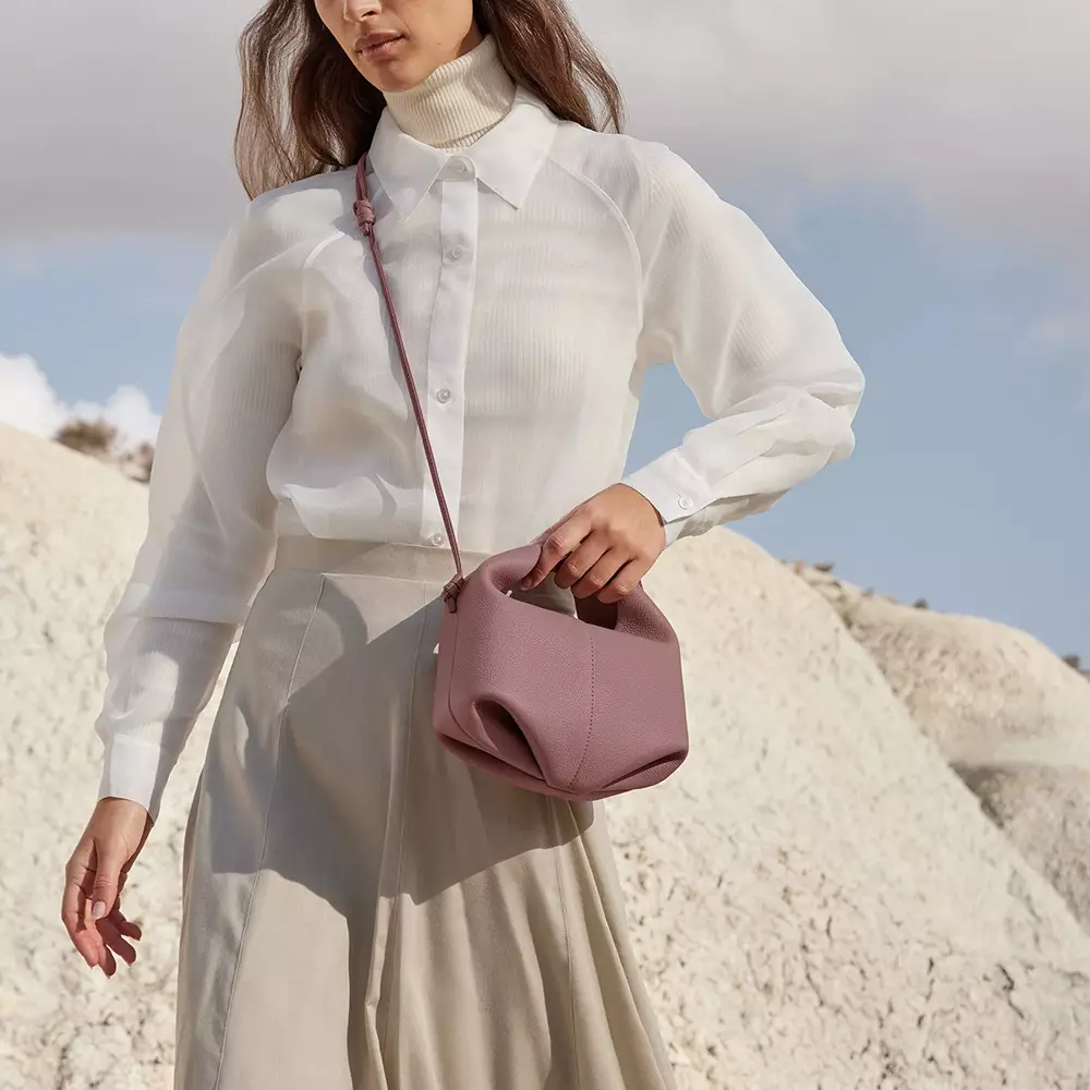 Jual Polene Beri Crossbody Bag Grained Leather Lilac Original 2025 ...