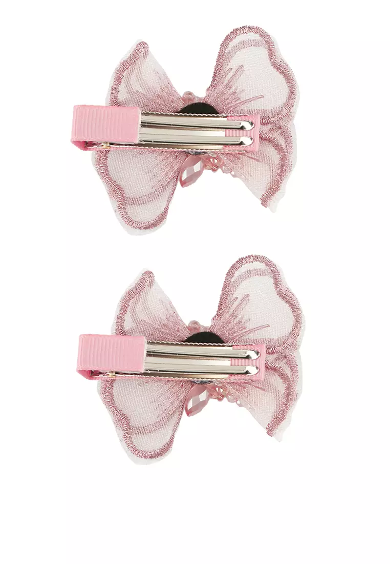 Jual Milan de sable Hair Pin Vanetta Crystal Butterfly Pair Blush Pink ...