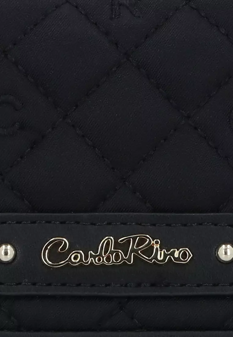 Buy Carlo Rino Black CR Embroidered Quilt 3-Fold Wallet Online | ZALORA ...