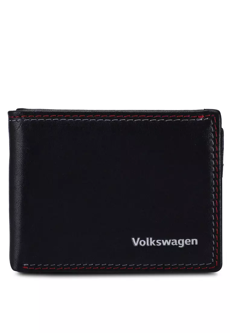 Buy Volkswagen Men's RFID Genuine Leather Bi Fold Center Flap Short ...