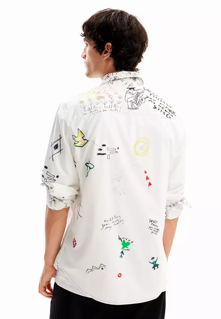 Buy Desigual Desigual Man Illustrated message shirt. Online | ZALORA ...
