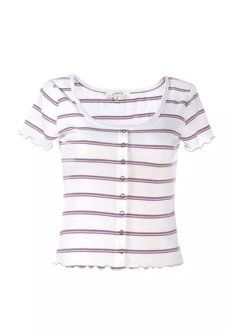 Buy London Rag Ivory Button Up Striped Causal Top Online | ZALORA Malaysia
