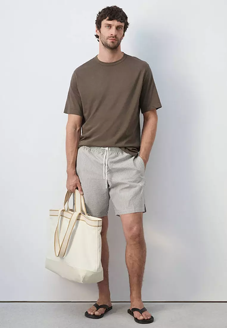 Buy MANGO Man Seersucker Striped Swim Shorts 2026 Online | ZALORA