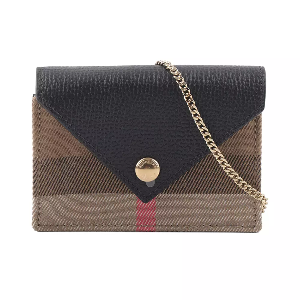 Jual Burberry Check Mini Envelope Wallet On Chain Black Original 2025 ...
