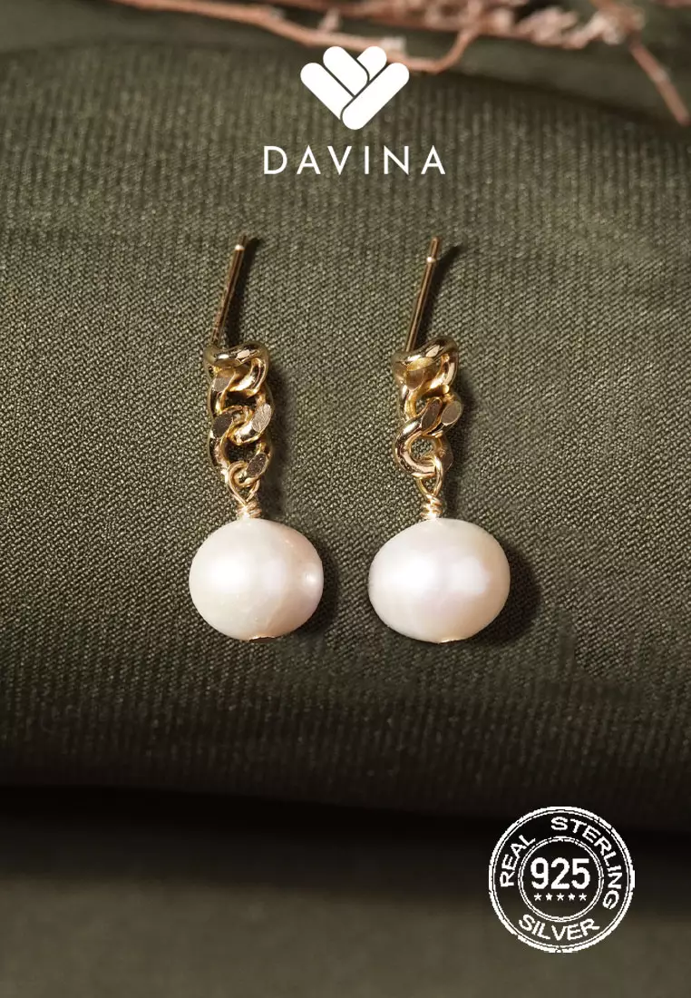 Jual DAVINA Jewelry DAVINA Ladies Meg Earrings Gold Color Sterling ...