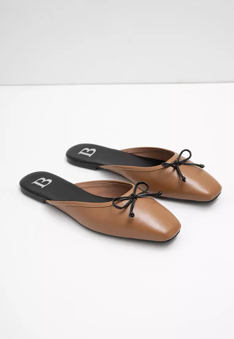 Jual Berrybenka Label Sofia Celista Bow Mules Brown Original 2026 ...