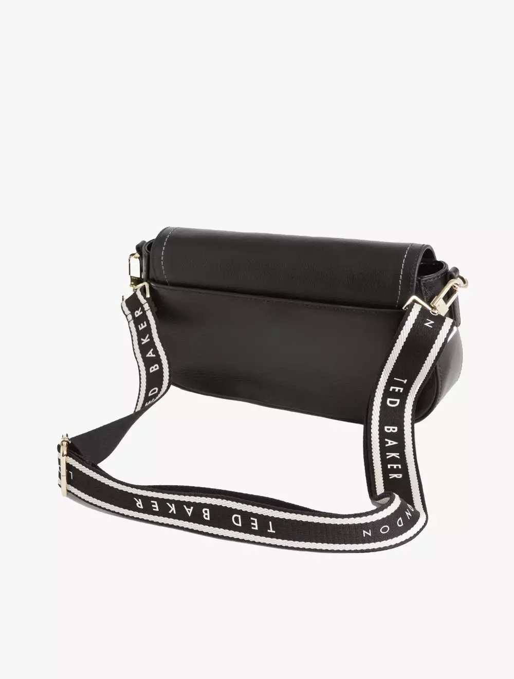 Jual Ted Baker LOUIIZE Webbing Leather Flapover Crossbody Bag - Black ...