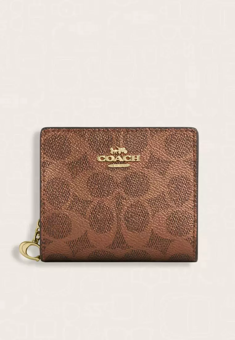 Jual Coach Coach Snap Wallet In Signature Canvas Brown Copper Original ...