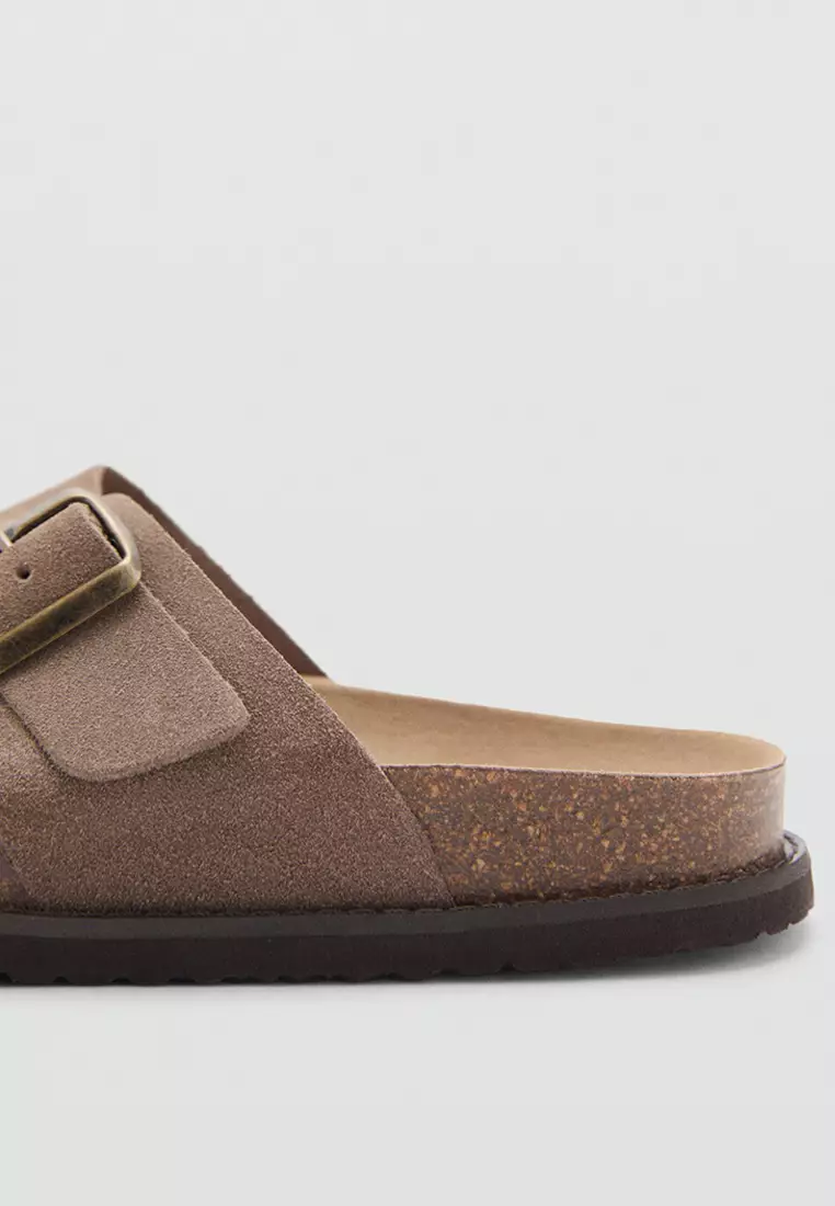 Jual MANGO Man Buckle Leather Sandals Original 2026 | ZALORA Indonesia