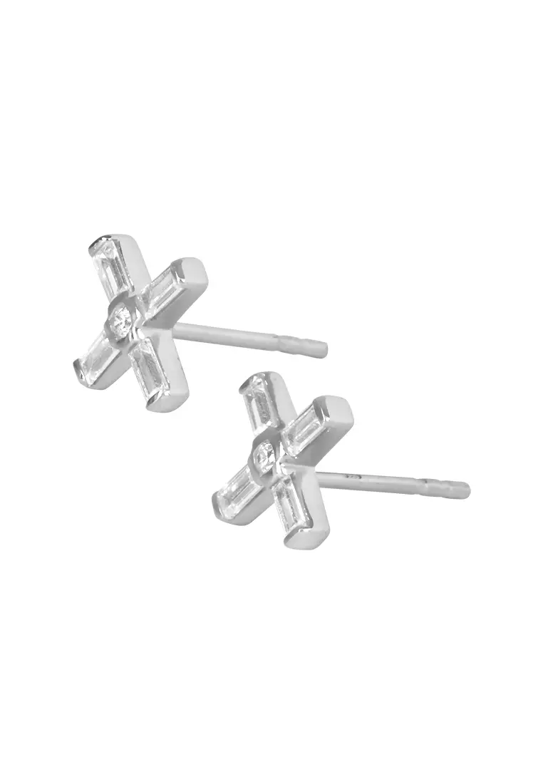 Buy Foundry Sterling Silver Baguette Cross Stud Earrings 2025 Online | ZALORA Philippines