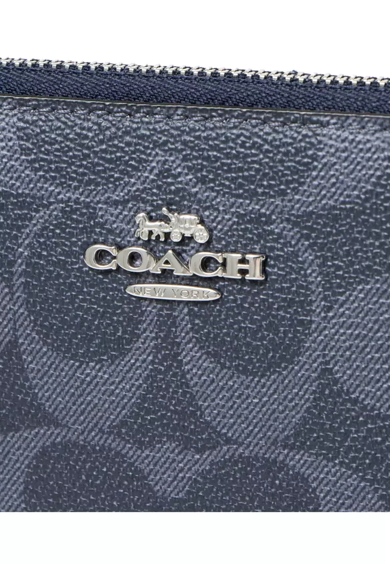 Coach Medium ID Zip Wallet In Signature Canvas - Denim 2025 | Buy Coach ...
