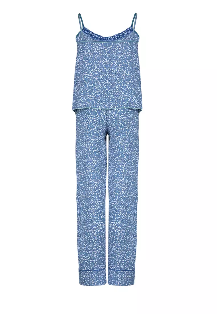 Buy Trendyol Blue Floral Rope Strap Pajama Set Online | ZALORA Malaysia