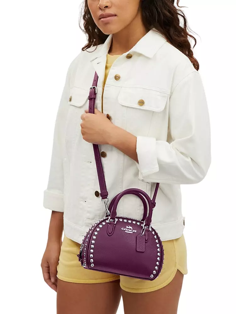 Buy Coach Sydney Satchel With Rivets - Deep Berry 2026 Online | ZALORA