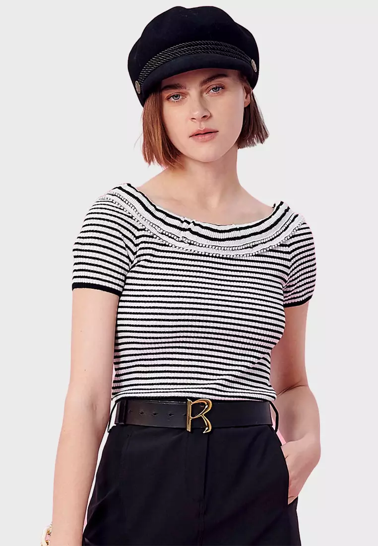 Buy iROO Stripe Knit Top 2026 Online | ZALORA Philippines