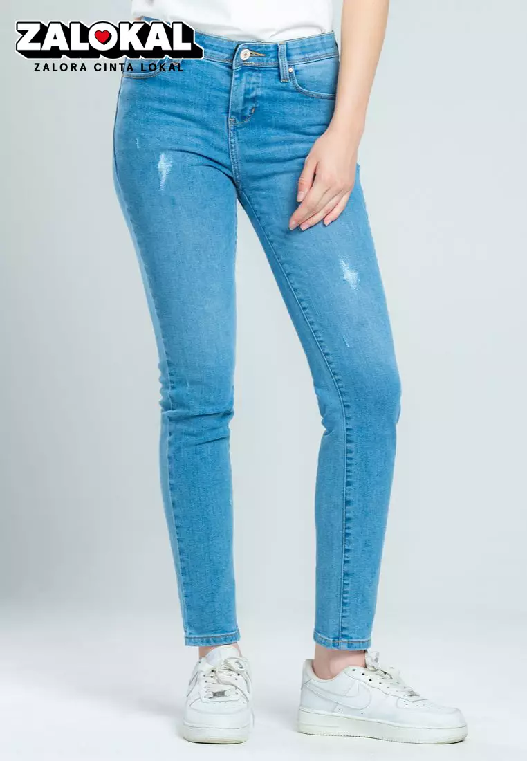 Jual C2 Outfitters C2 Varlow Light Blue Jeans Push Up Wanita Skinny ...